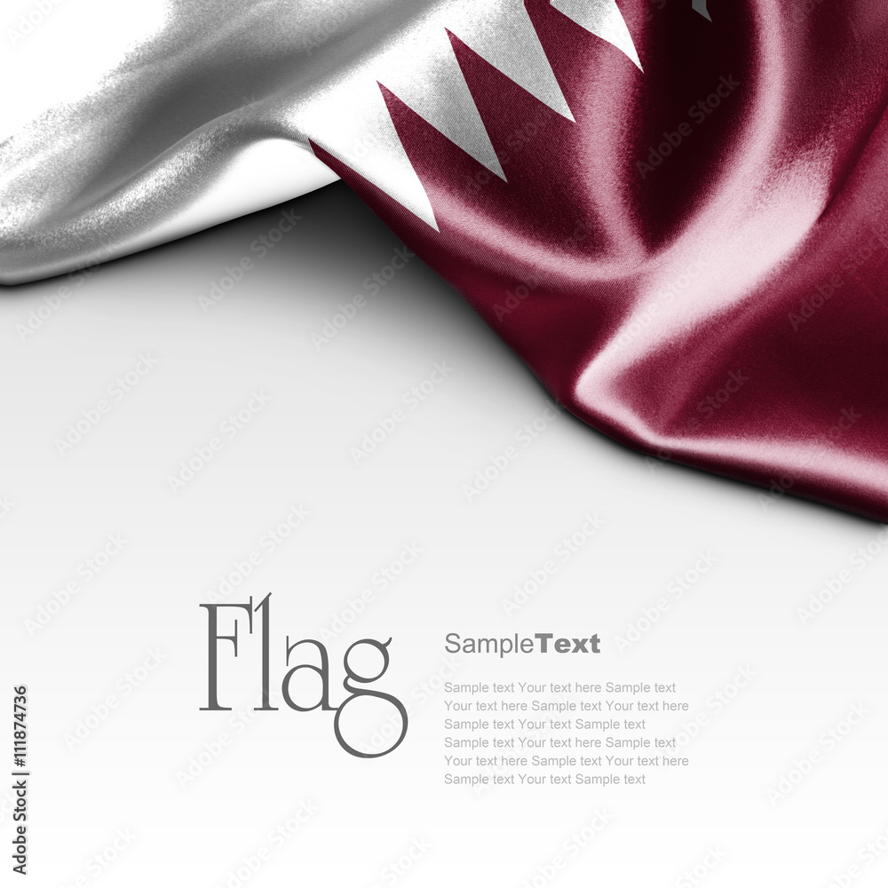 Flag of Qatar on white background. Sample text. Stock Photo | Adobe Stock