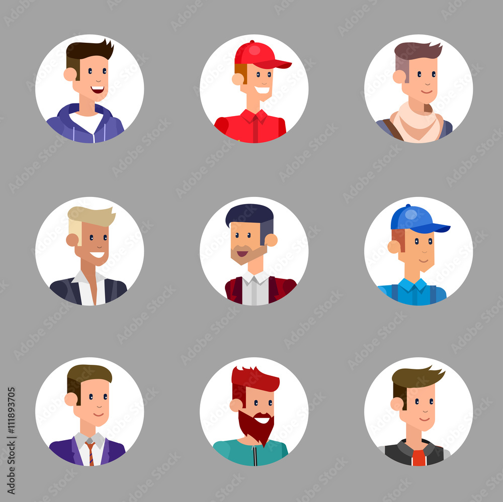Cute cartoon human avatars set Stock Vector | Adobe Stock