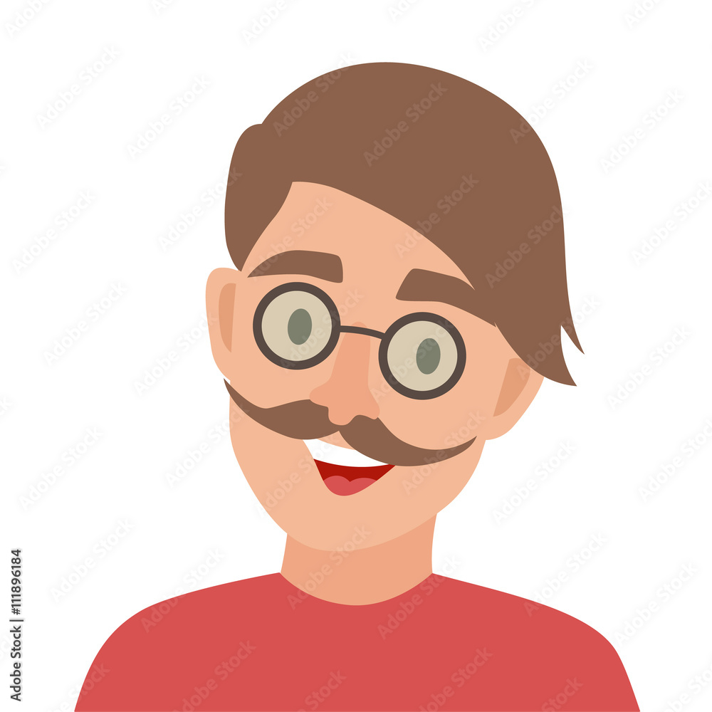 Flat cartoon man vector icon.Man icon illustration.Hipster character ... Flat cartoon man vector icon.Man icon illustration.Hipster character ...