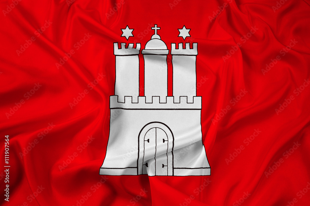 Waving Flag of Free and Hanseatic City of Hamburg Stock-Illustration ...