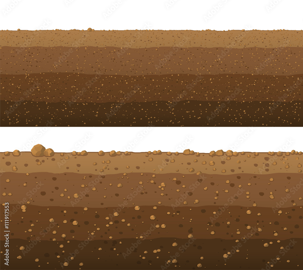 Underground layers of earth, seamless ground surface design. Stock ...