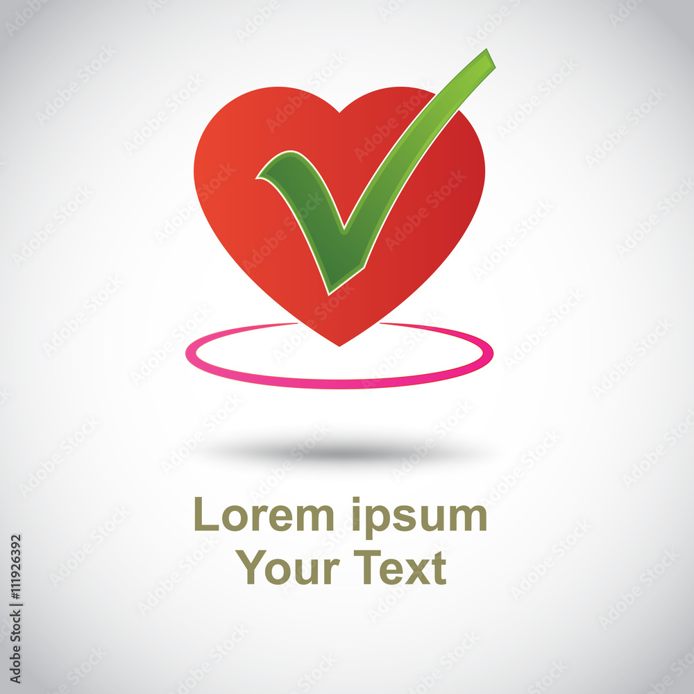 Check mark Heart symbol design Stock Vector | Adobe Stock