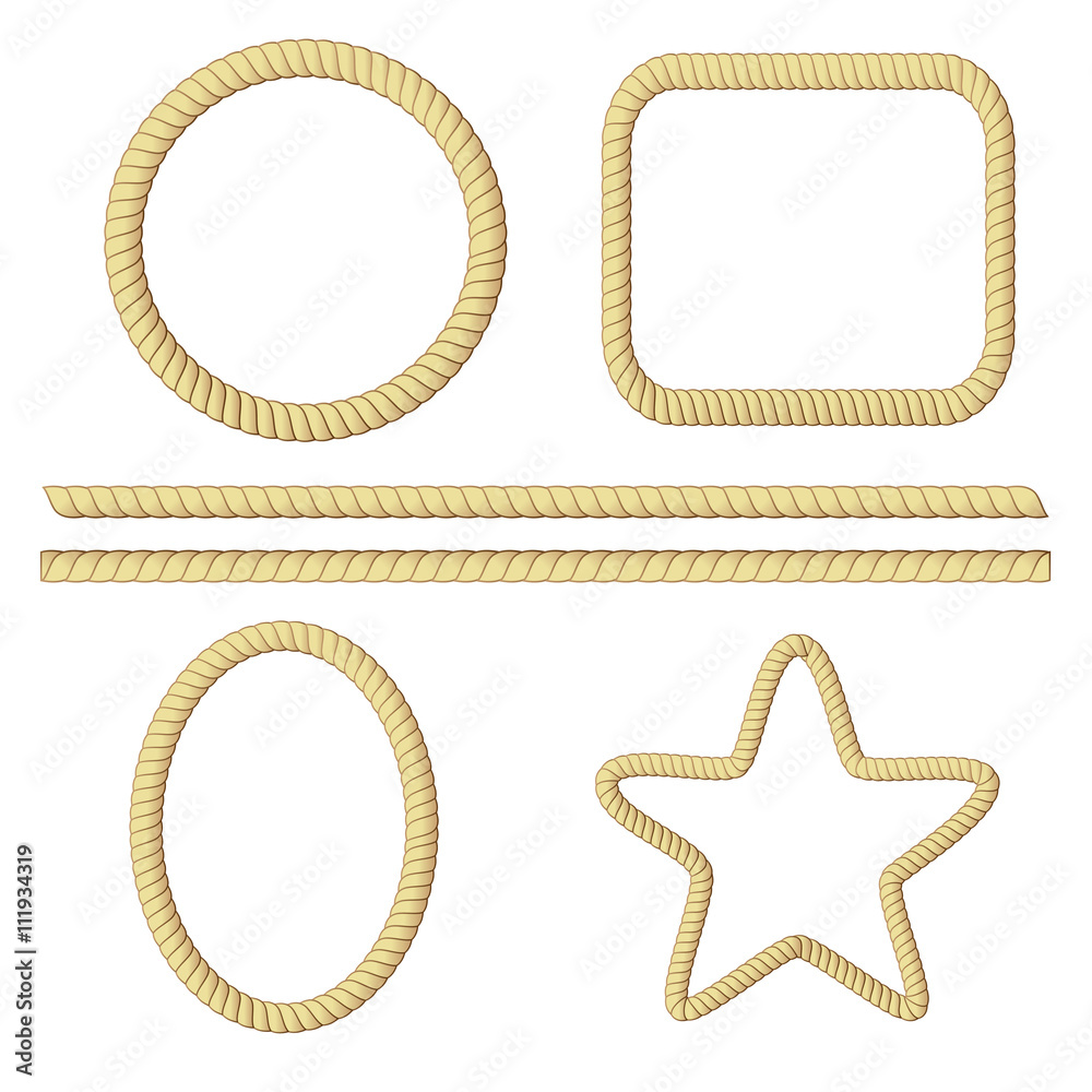 simple set of rope border on white background Stock Vector | Adobe Stock