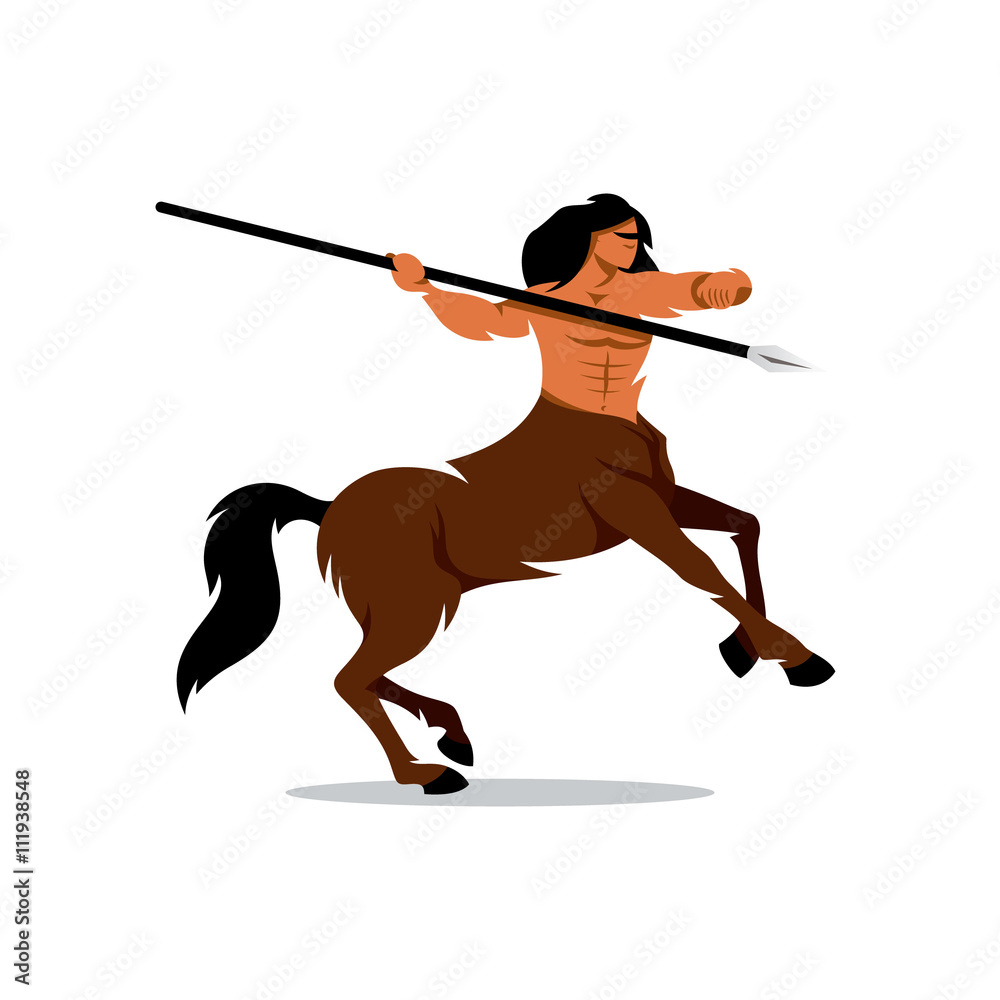 Vector Centaur Warrior Cartoon Illustration. Stock Vector | Adobe Stock