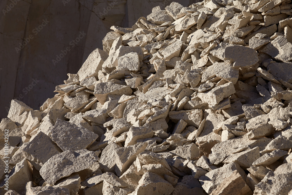The famous sillar stone quarry, Peru. A light coloured volcanic rock ...