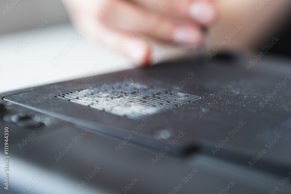Computer literacy repair men hands, cooling, the hot temperature of the ...