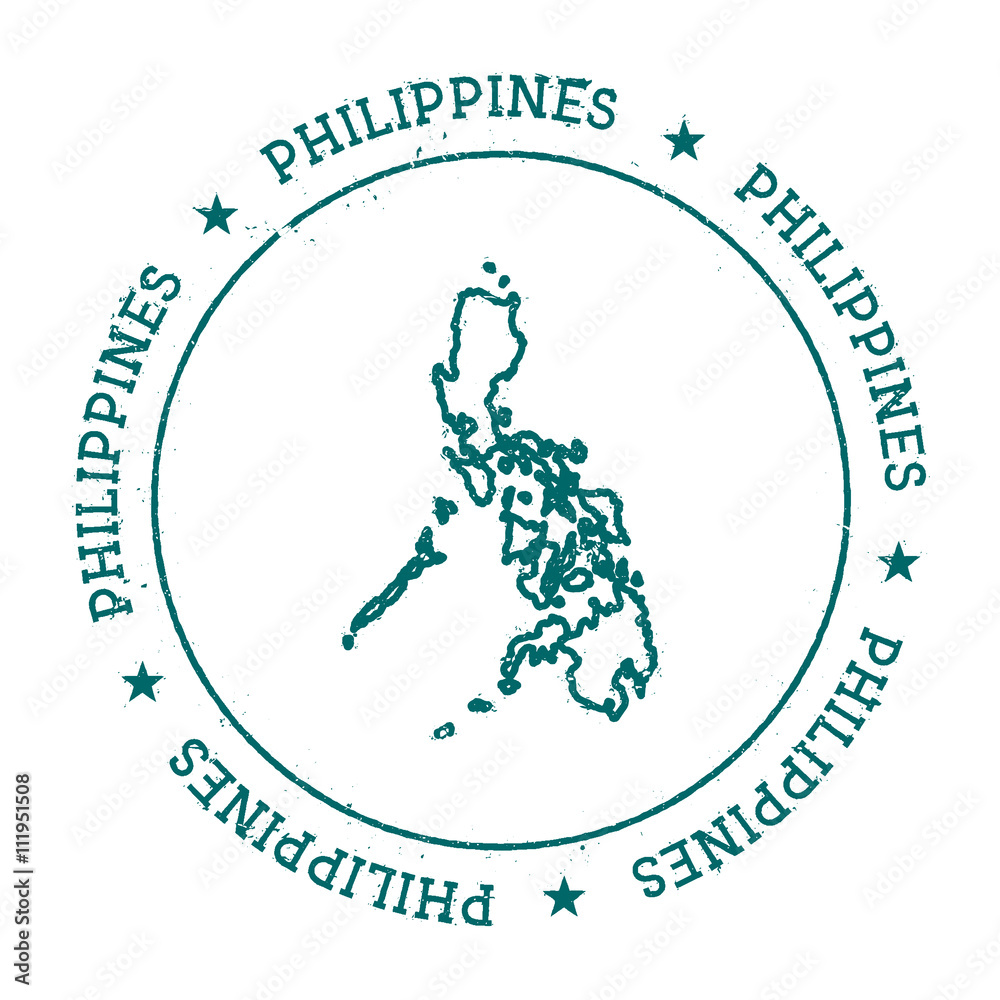Philippines vector map. Retro vintage insignia with country map ...