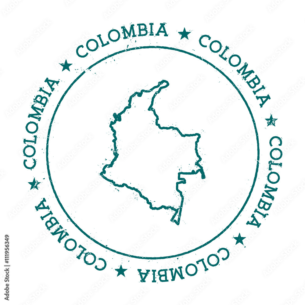 Colombia vector map. Retro vintage insignia with country map ...