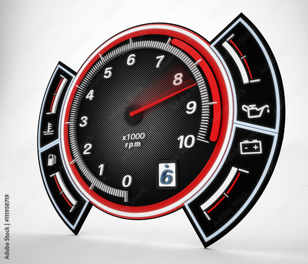 Engine RPM gauge. 3D illustration. Stock Illustration | Adobe Stock