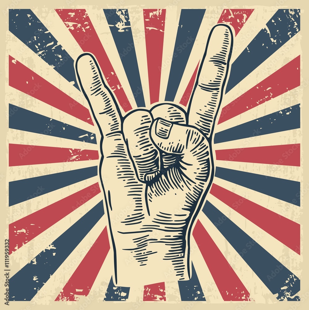 Male hand showing a fig sign. Hand drawn in a graphic style. Vintage ...