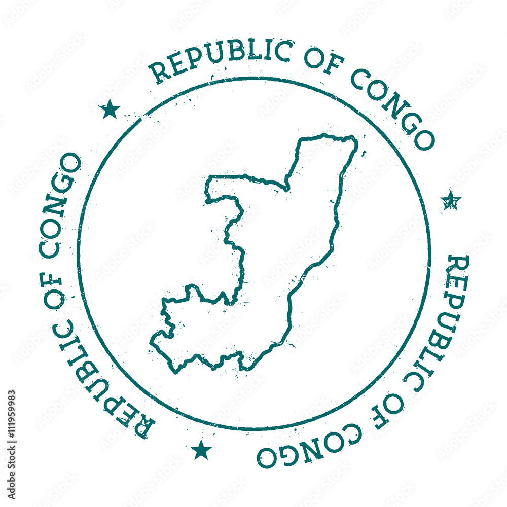 Congo vector map. Retro vintage insignia with country map. Distressed ...