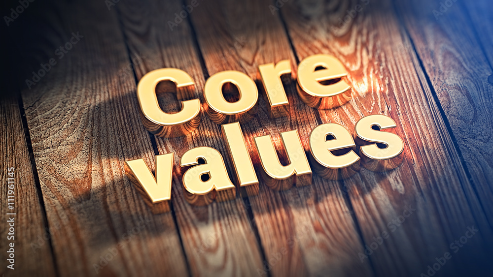 Phrase Core values on wood planks Stock Photo | Adobe Stock