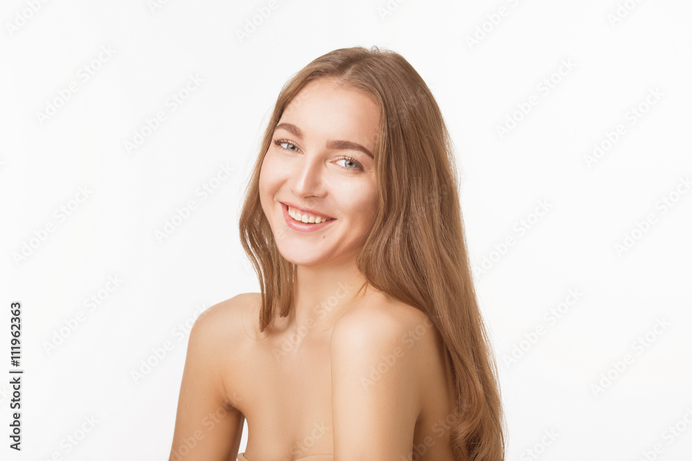 Happy Beautiful Shirtless Lady With Perfect Shoulders Posing For