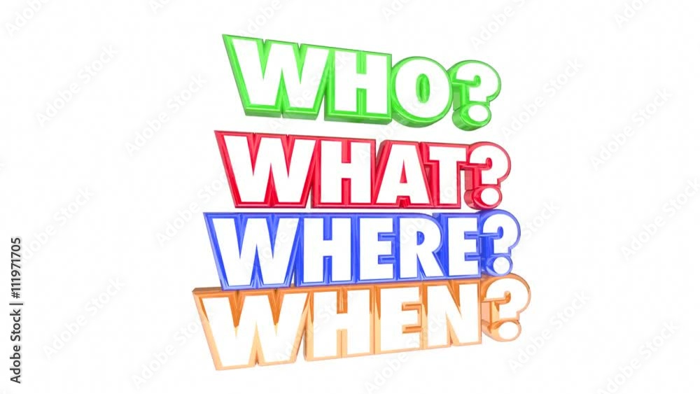 Who What Where When Why How 3d Questions Words Stock Video | Adobe Stock
