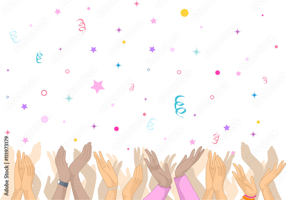 Hands Clap Confetti Stock Vector | Adobe Stock