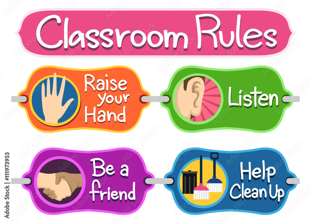 Classroom Rules Bulletin Elements Stock Vector Adobe Stock