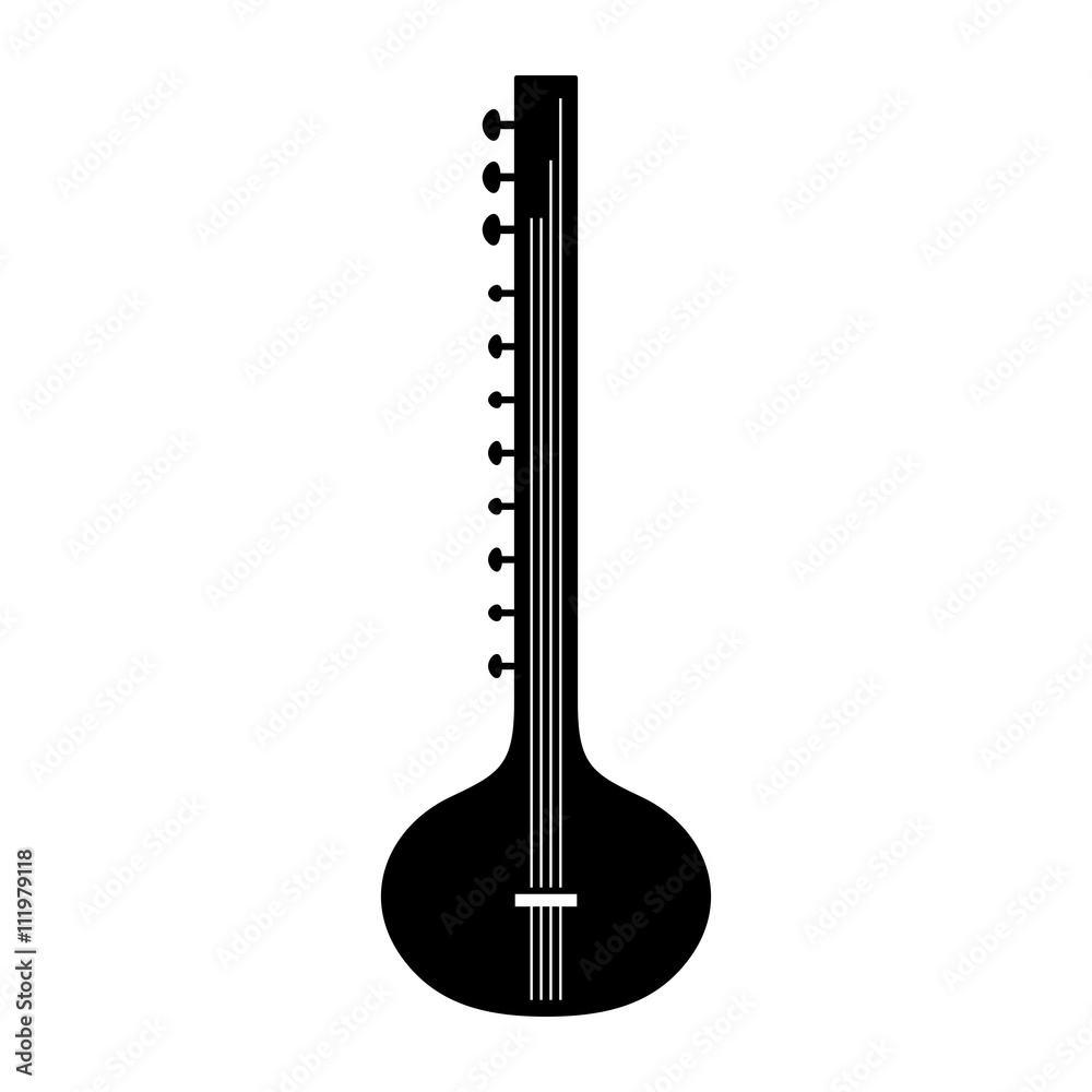 Sitar, musical instrument Stock Illustration | Adobe Stock