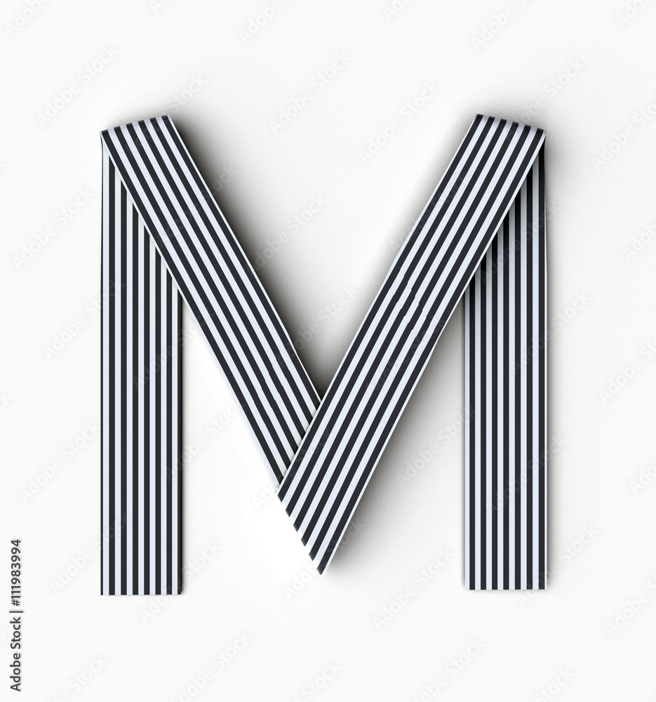 Origami paper font letter M. 3d rendering isolated on white background ...