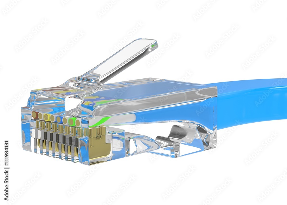 wire rj-45 on a white background, isolated. 3d rendering. Stock ...