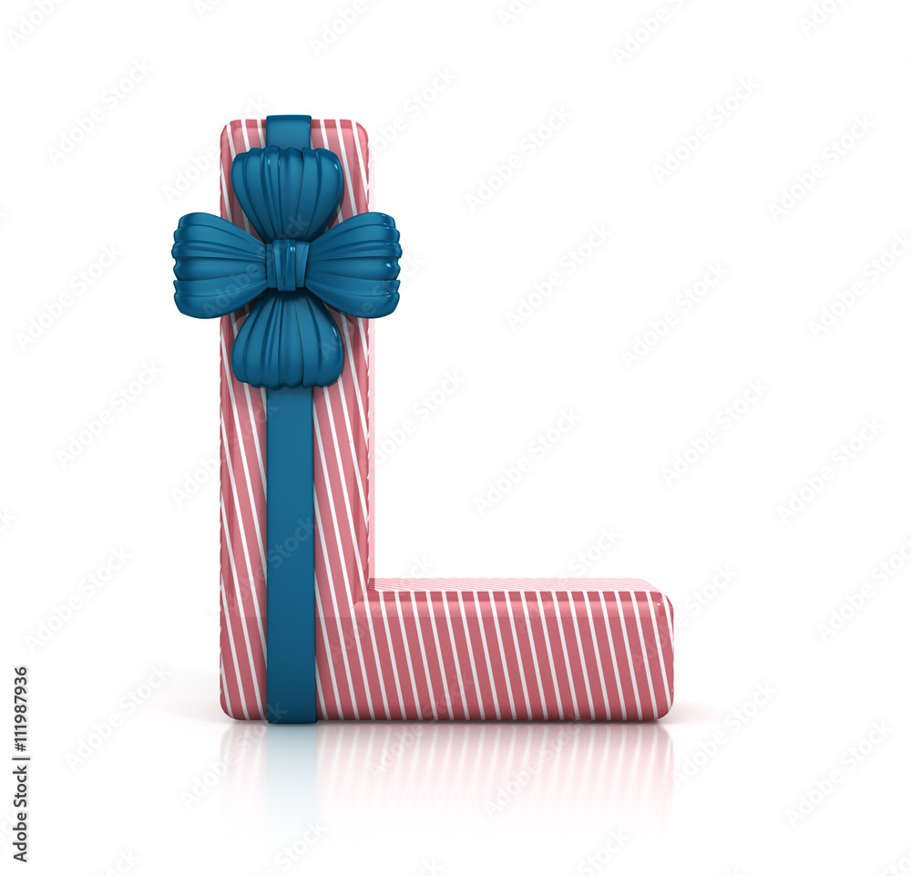 Colorful Letter L decorated with Ribbon isolated on white background ...