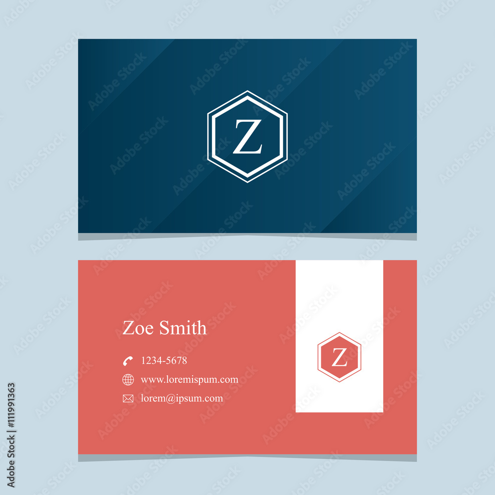 Logo alphabet letter "Z", with business card template. Vector graphic ...