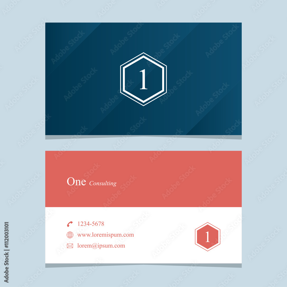 Logo number "1", with business card template. Vector graphic design ...