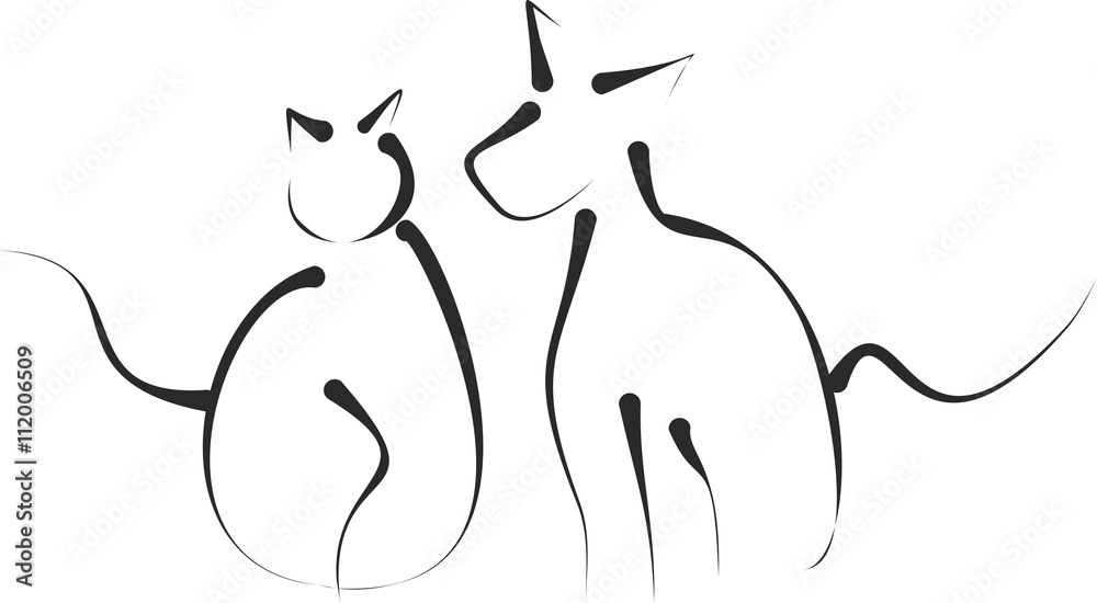 cat dog vector Stock Vector | Adobe Stock