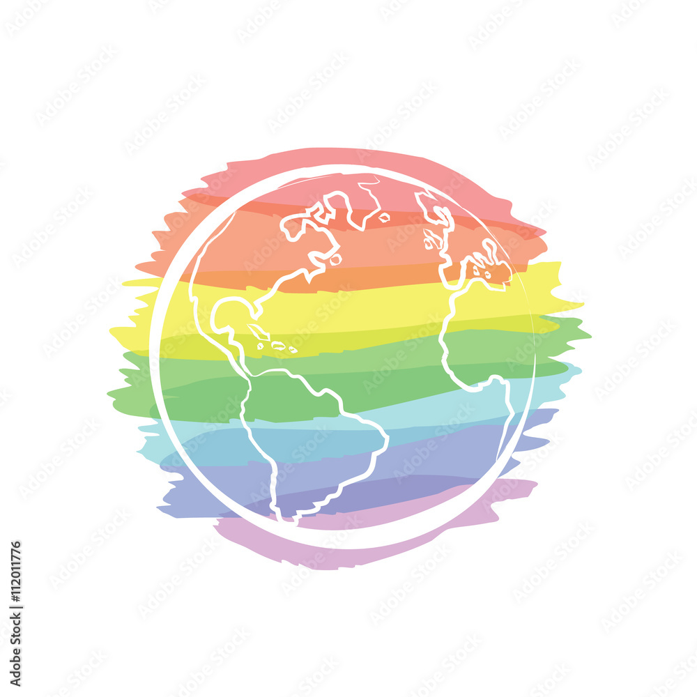 Earth icon. Colors of the rainbow. Earth icon doodles style. Stock ...