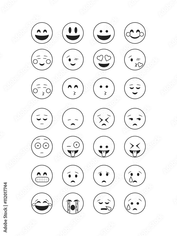 Outline Emoticon vector. Emoji vector. Smile icon set. Emoticon icon ...