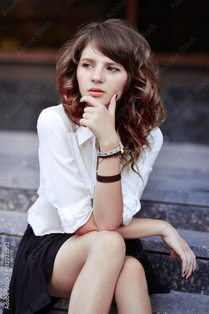 Portrait of beautiful,sorrowful,serious,single,well-educated ...