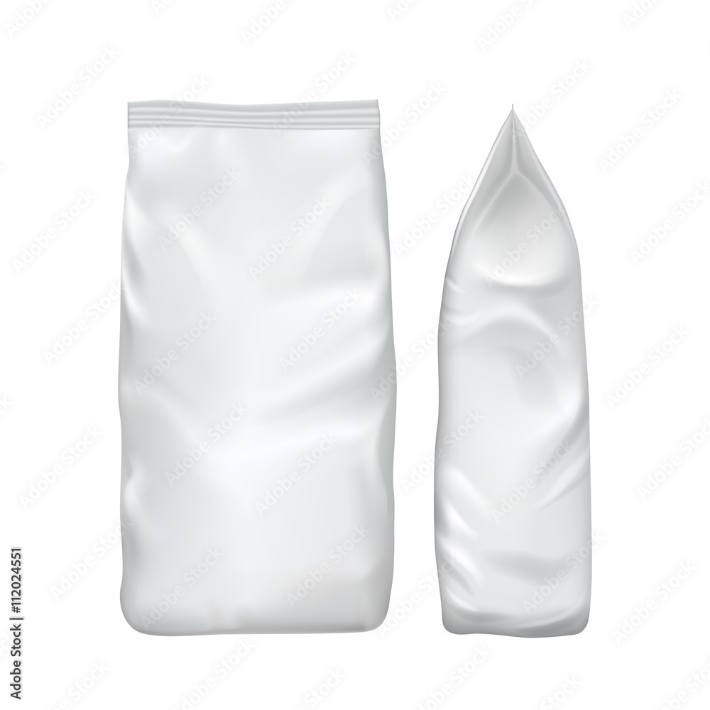 Blank packaging isolated on white background. Foil food snack bag for ...