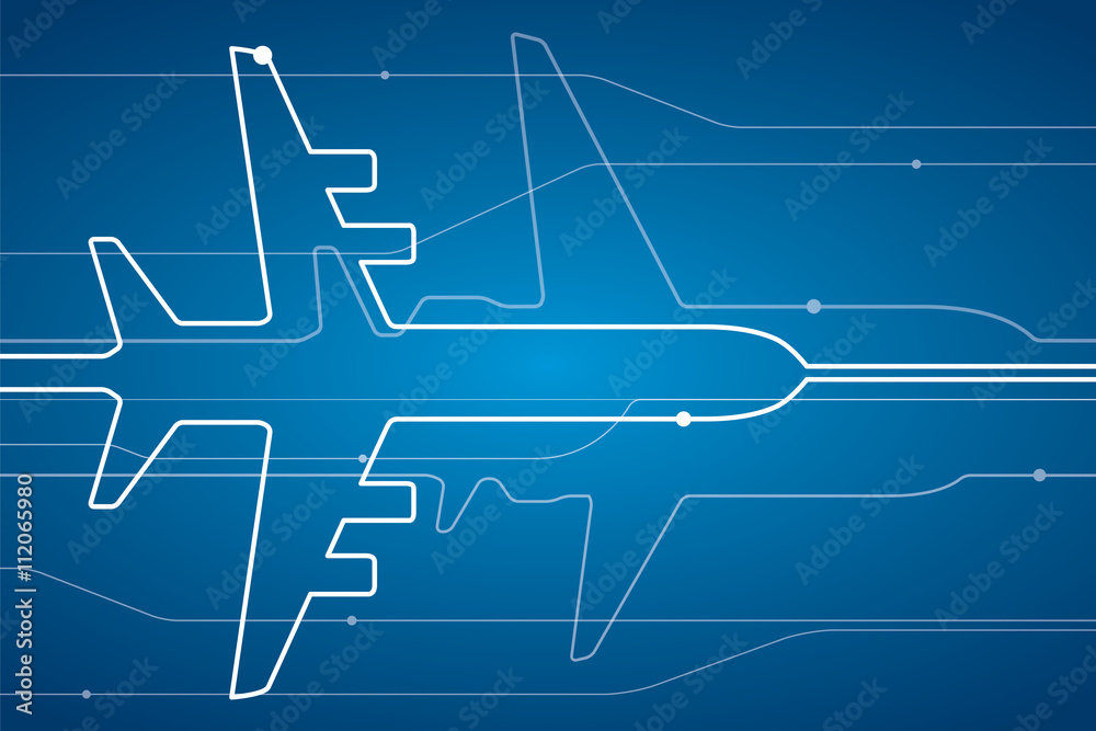 Abstract airplane white lines, vector design lines background, aviation ...