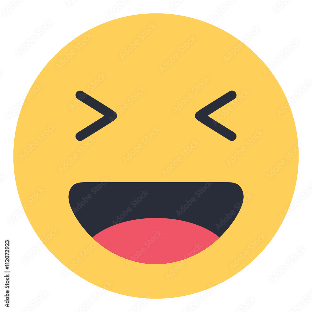 Smiling face with open mouth, closed eyes - Flat Emoticon design ...