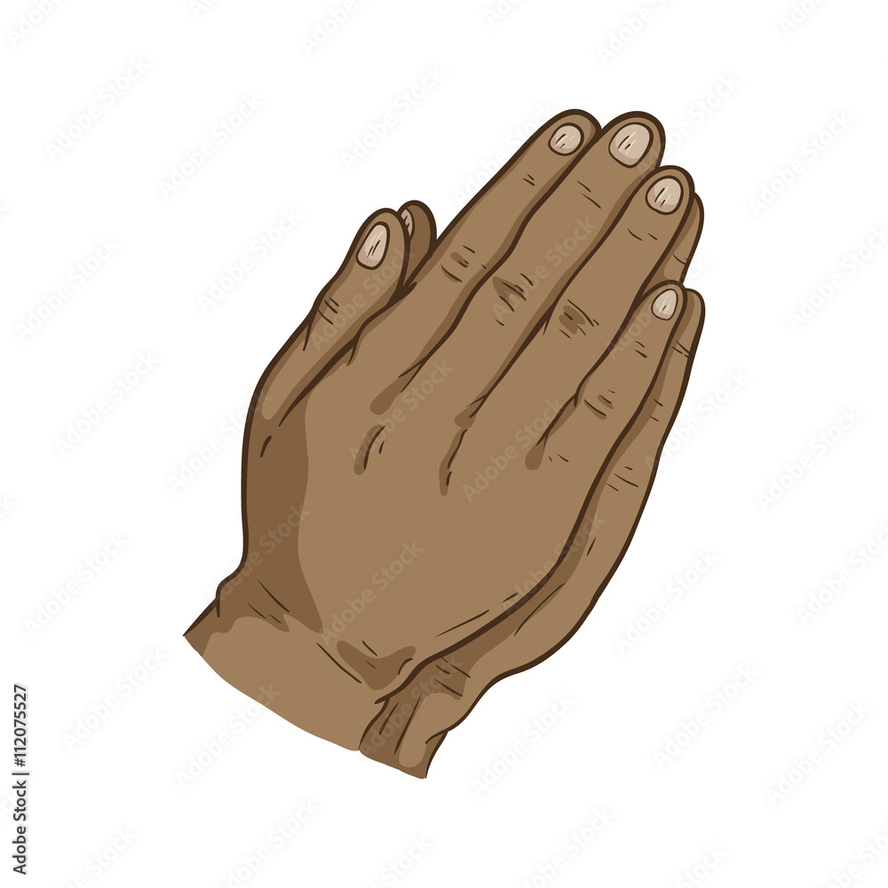 Praying Hand With Dark Brown Hand To Pray To The God Stock Vector ...