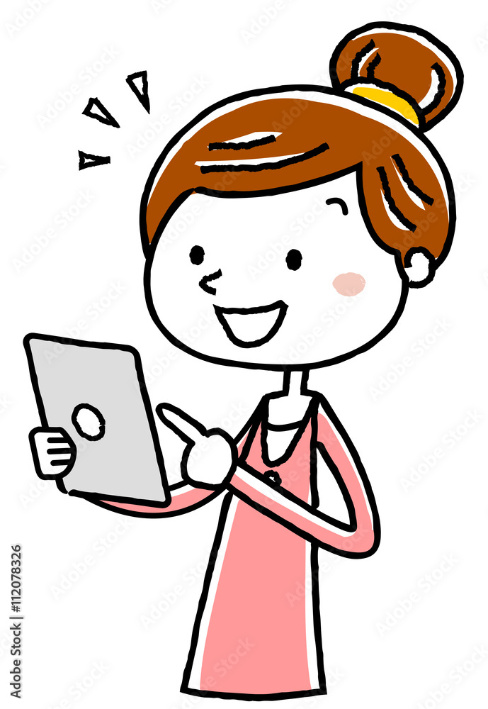 イラスト素材：若い女性 タブレット 操作 理解 Stock Vector | Adobe Stock