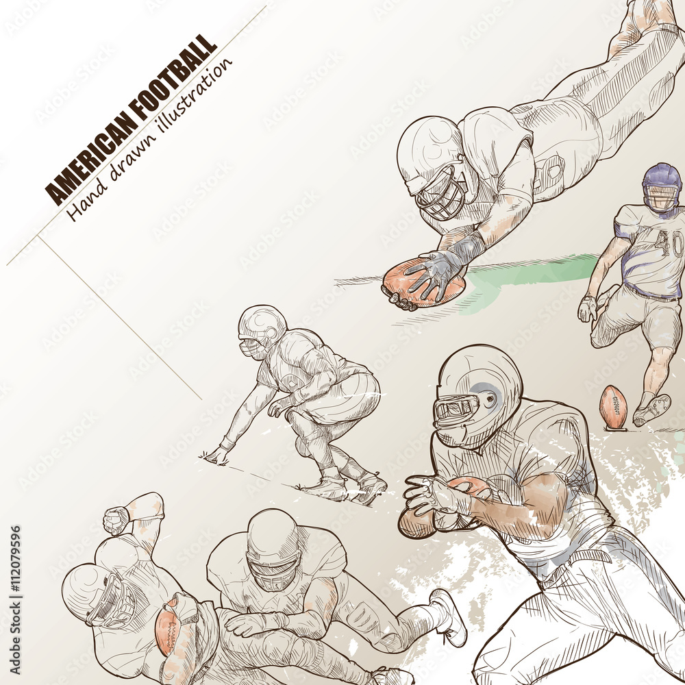 Illustration of American football. hand drawn. American football poster ...