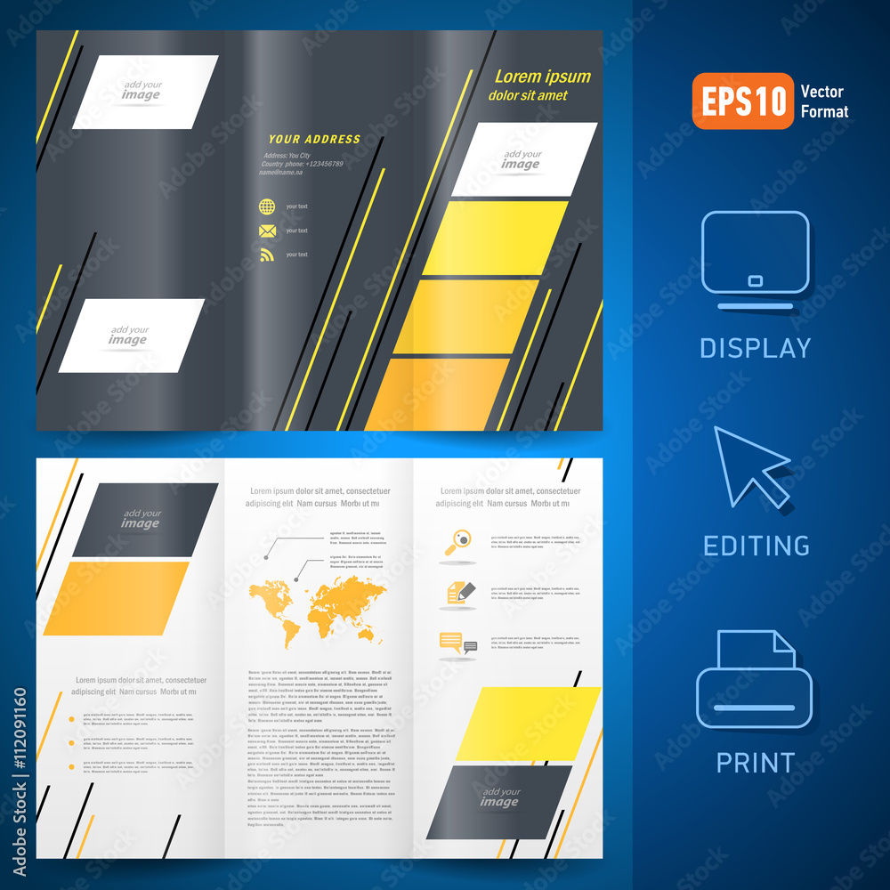 brochure design template vector folder leaflet geometric Stock Vector ...