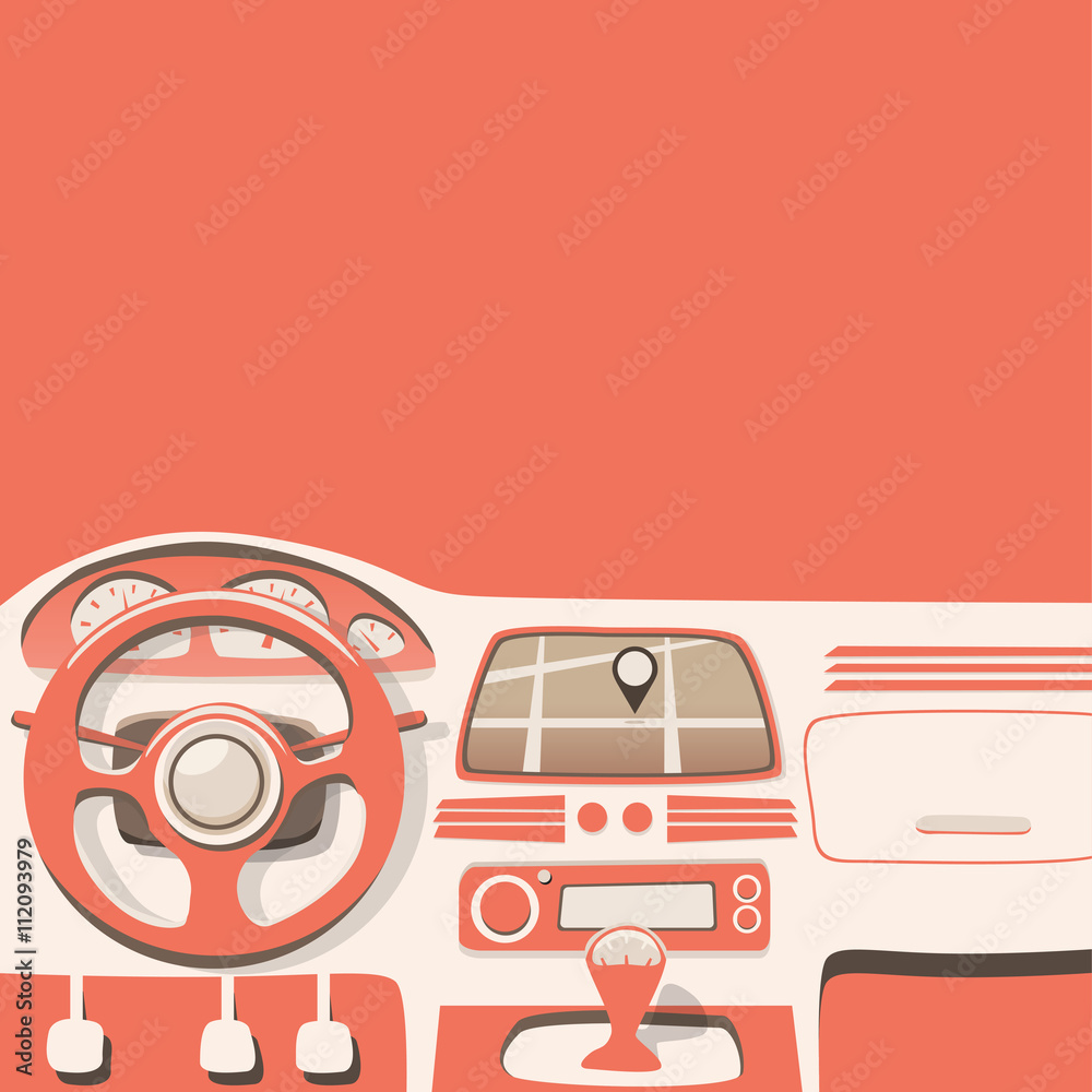 Vehicle interior. Inside car. Vector cartoon illustration Stock Vector ...