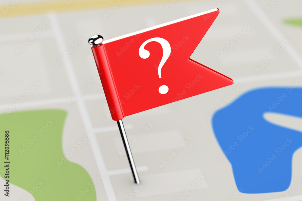 Red Flag with Question Mark on Map Background. 3d Rendering Stock ...