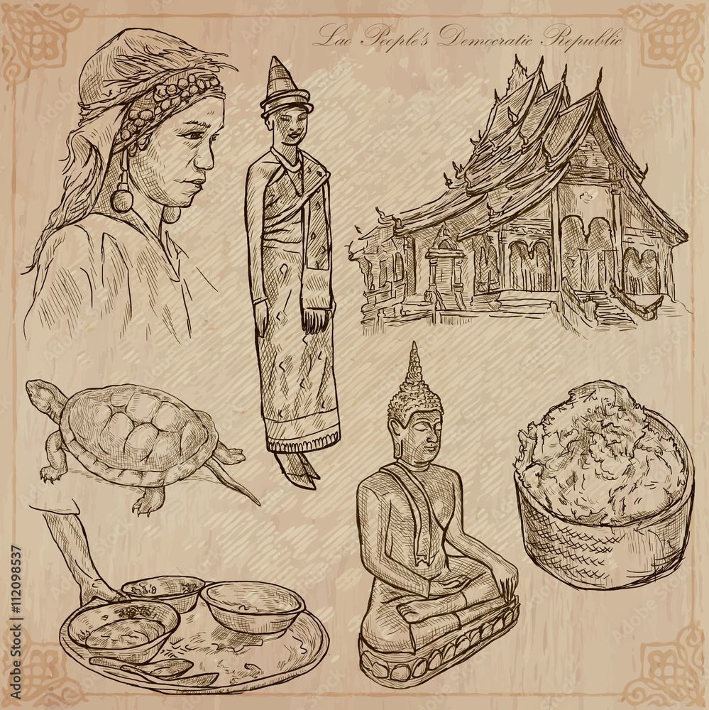 Laos. Pictures of Life. Vector pack. Stock Vector | Adobe Stock