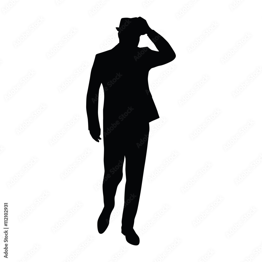 Silhouette Man In Suit Hat