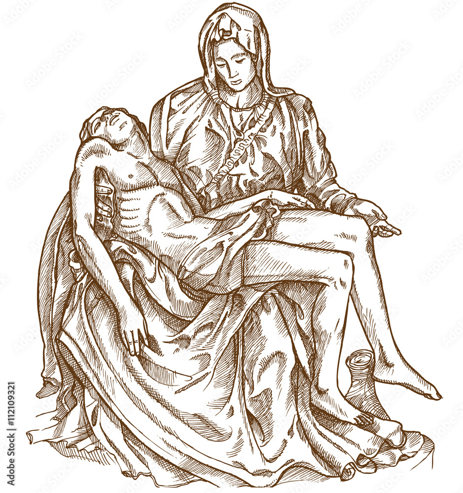 pieta statue of Michelangelo on white background Stock Vector | Adobe Stock