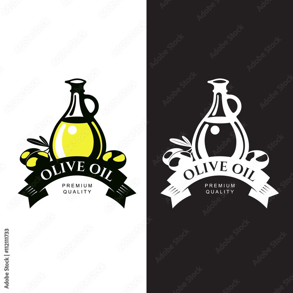 Logo Set about olive oil, vector illustration logos isolated on a white ...