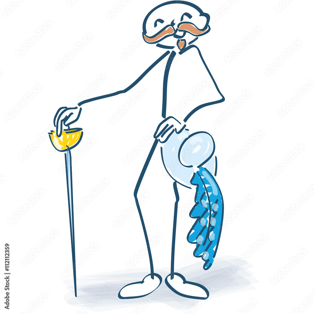 Strichmännchen als Musketier mit einen Degen Stock Vector | Adobe Stock