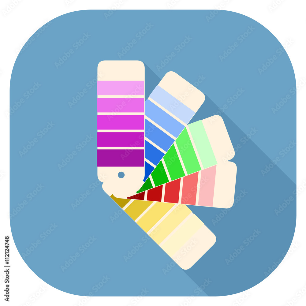 Vector illustration of color swatches flat internet icon. Color paper ...