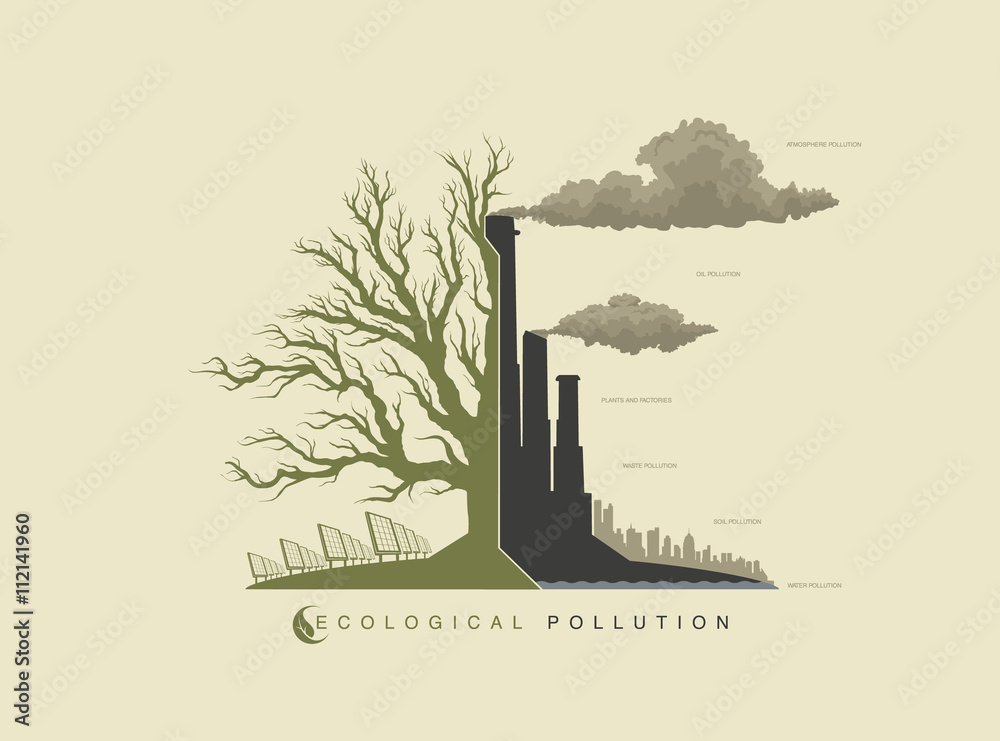 infographic illustration of environmental pollution Stock Vector ...