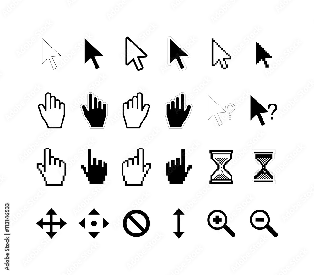 Large set of computer arrow cursors on white Stock Vector | Adobe Stock