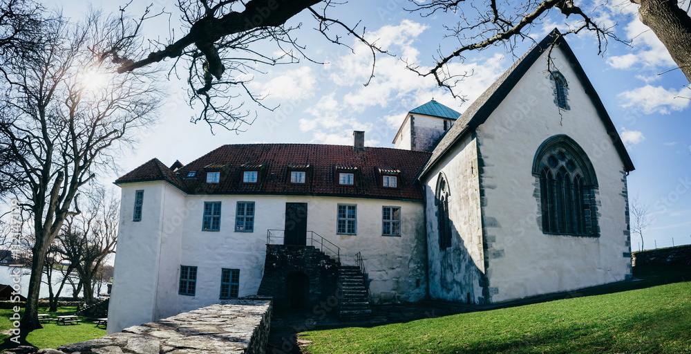 Utstein Kloster or Abbey - medieval monastery, built in 1200s. Panorama ...