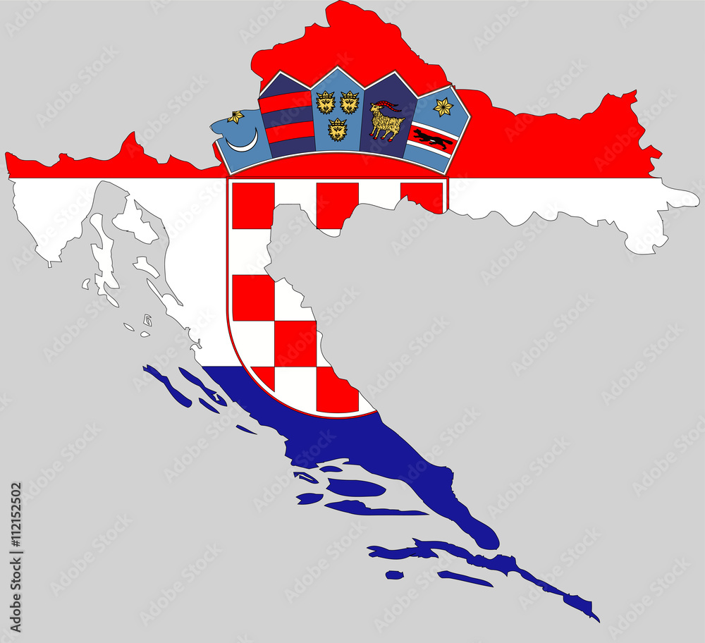 Vettoriale Stock Vector Croatia topographic map. Republic of Croatia flag on borders of the ...