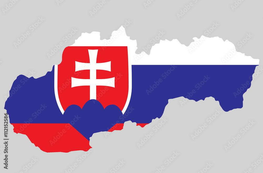 Vector Slovak Republic topographic map. Slovakia flag on borders of the ...